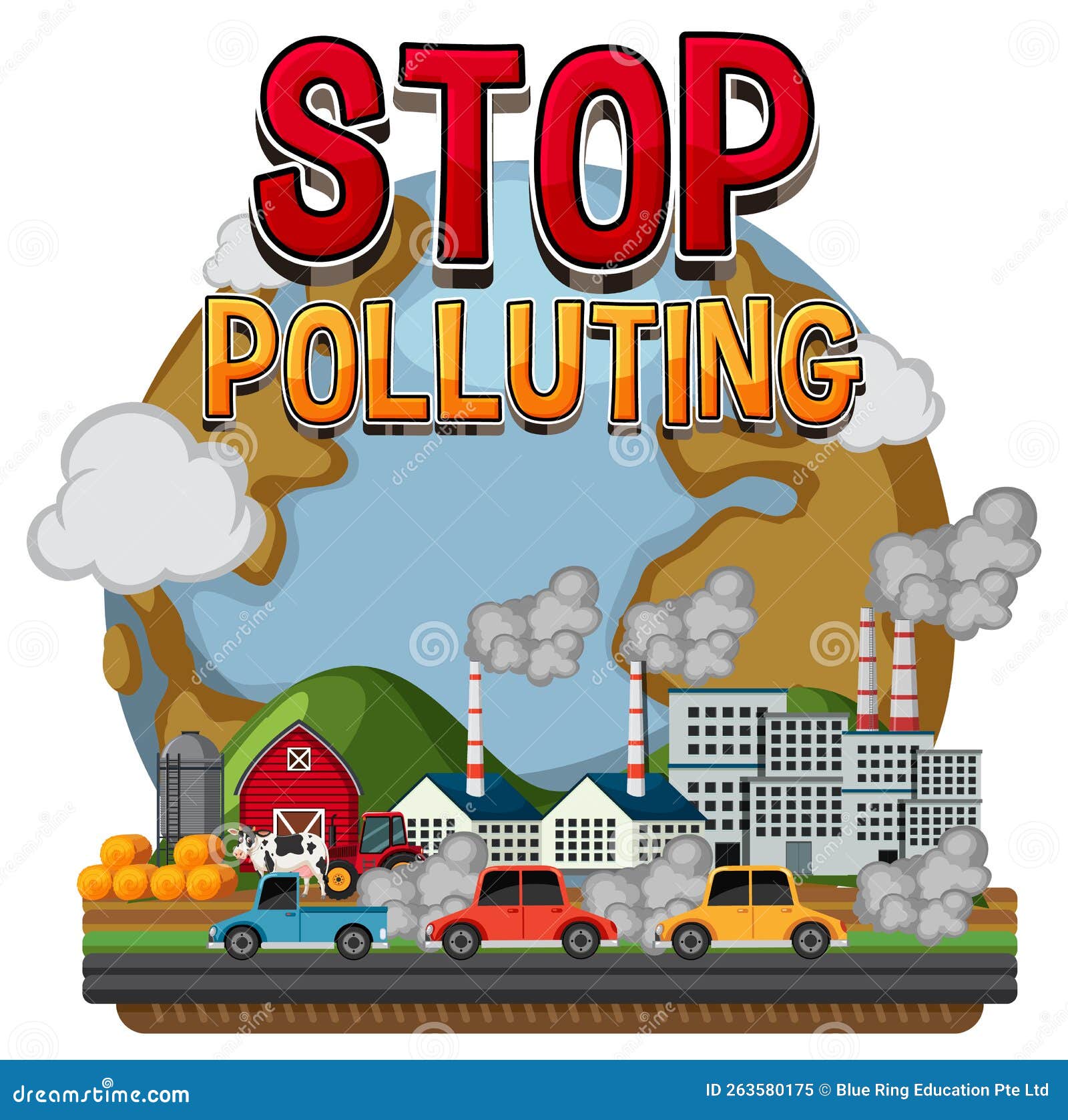 Stop Pollution Banner Vector Concept Stock Vector - Illustration of ...