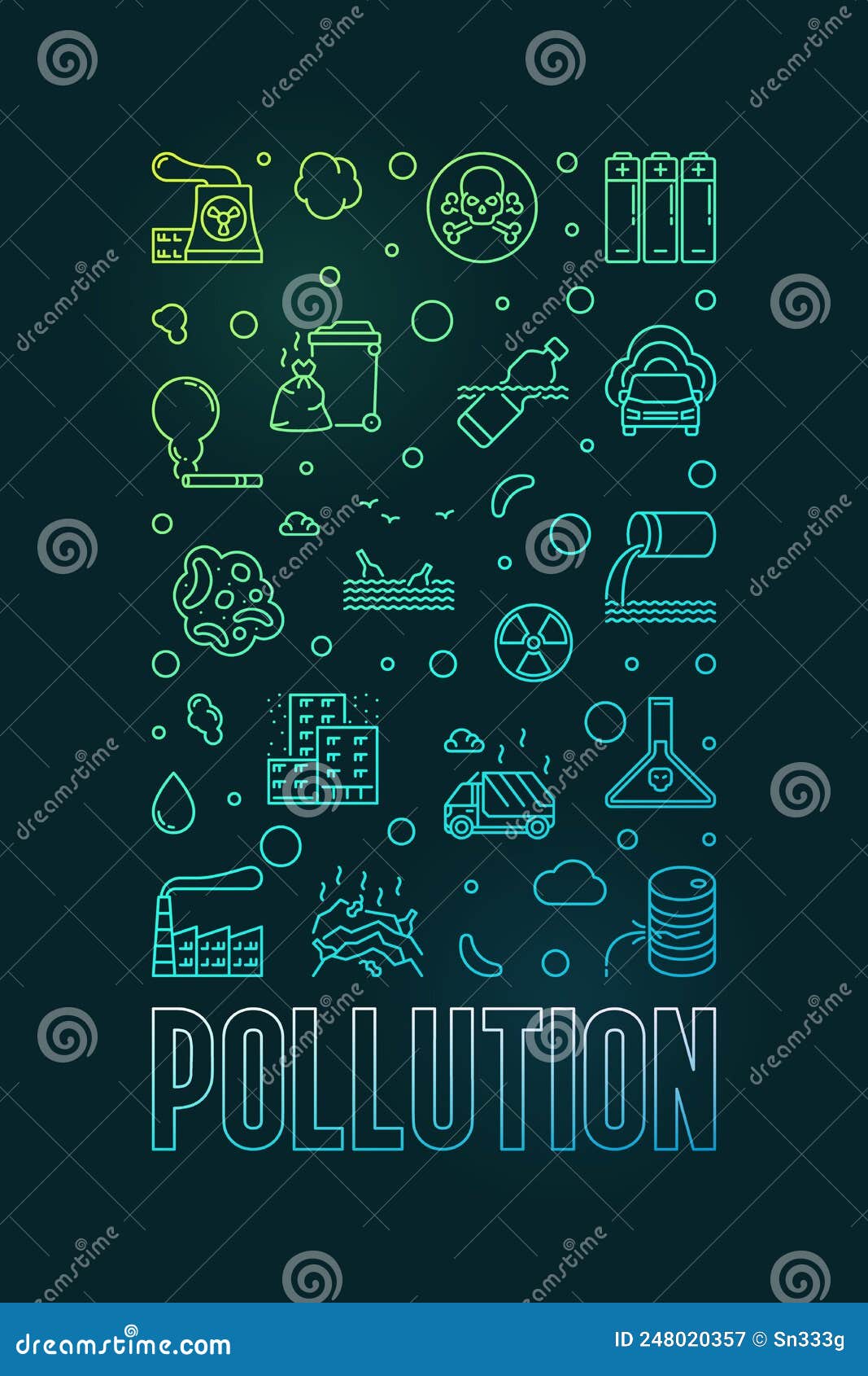 Stop Pollution Outline Vertical Creative Frame. Vector Illustration ...