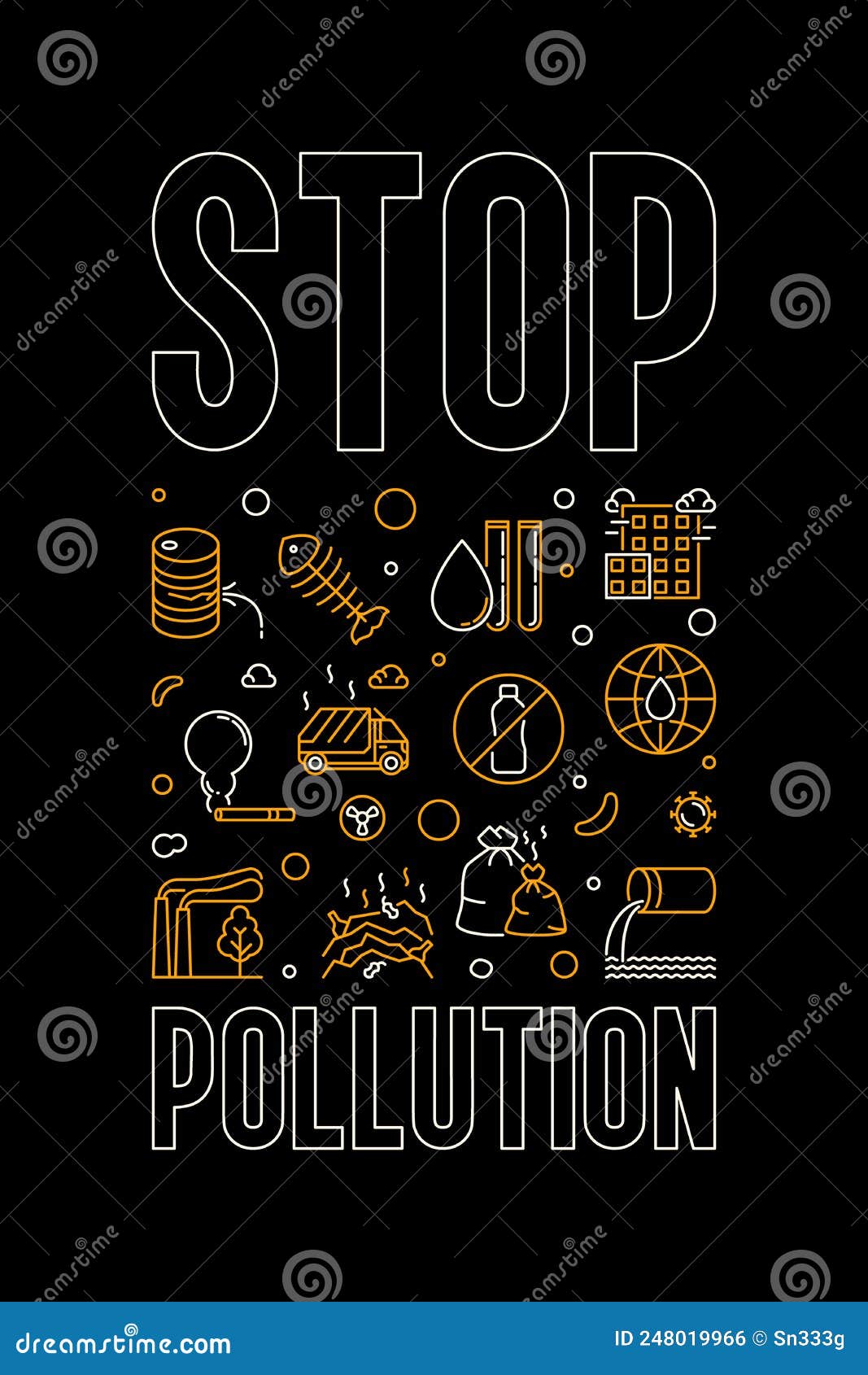 Stop Pollution Outline Vertical Creative Frame. Vector Illustration ...