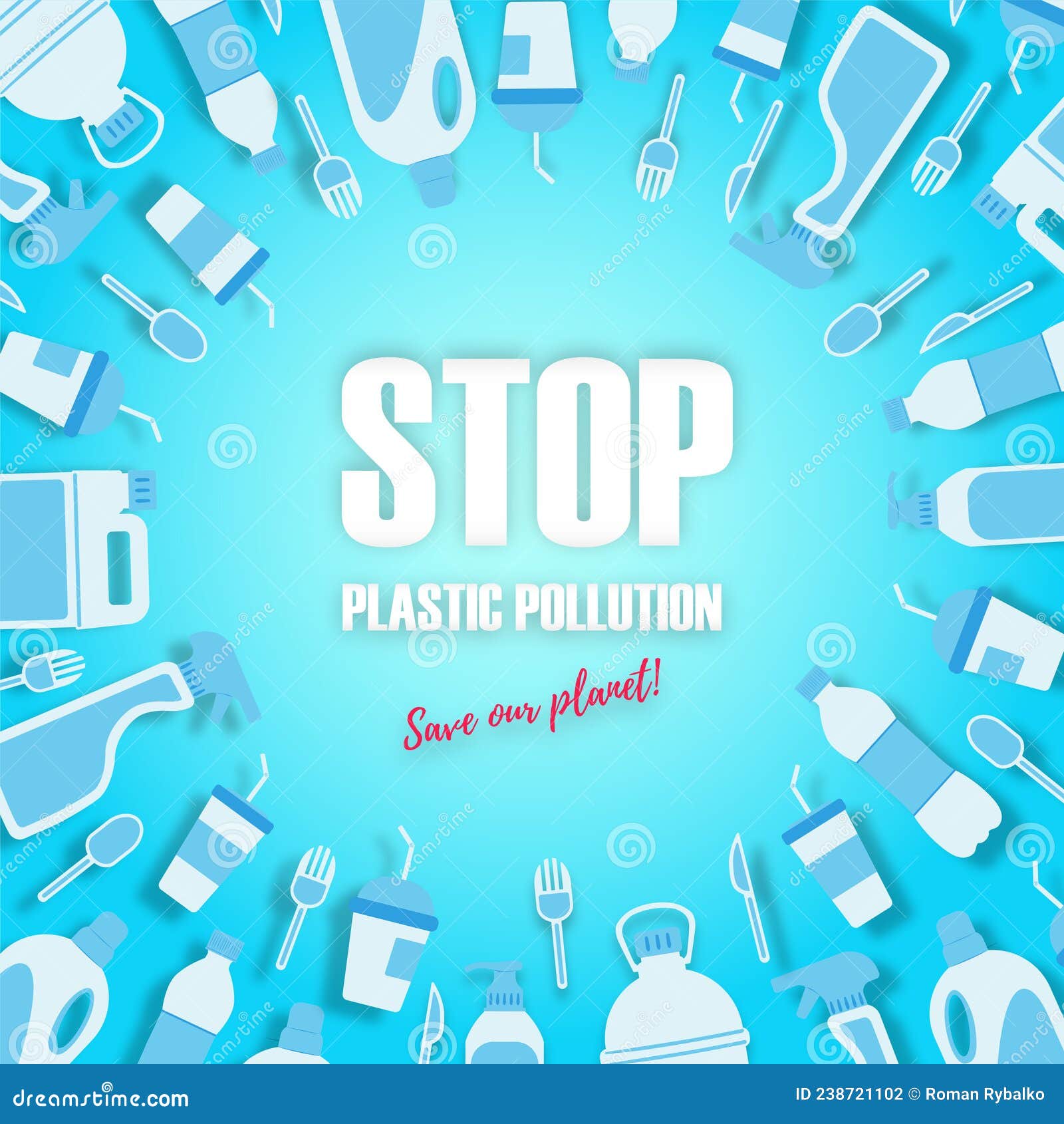 Say No To Plastic. Problem Plastic Pollution. Ecological Poster. Banner ...