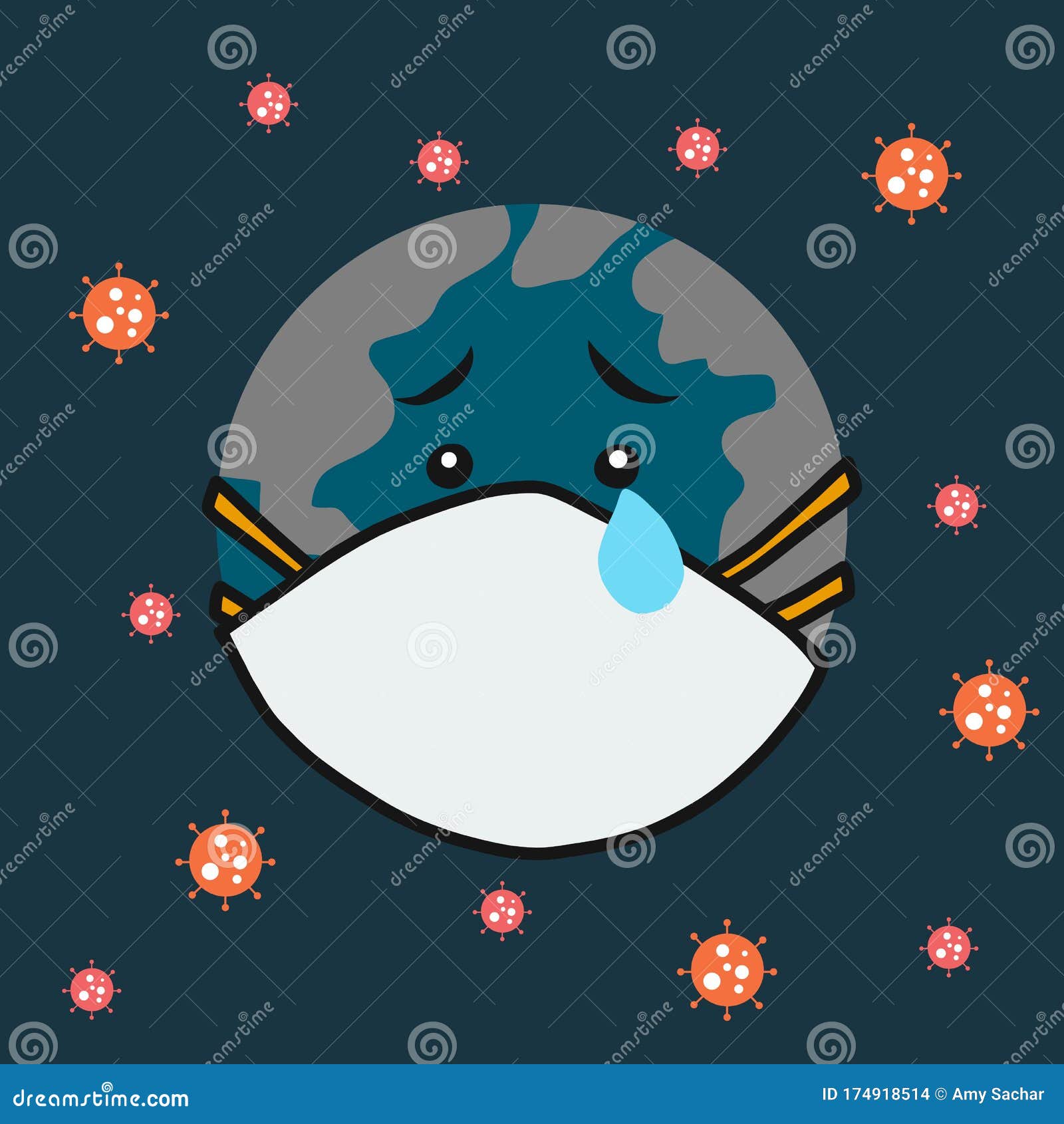 Earth Crying In Plastic Bag Cartoon, Say No To Plastic Concept ...