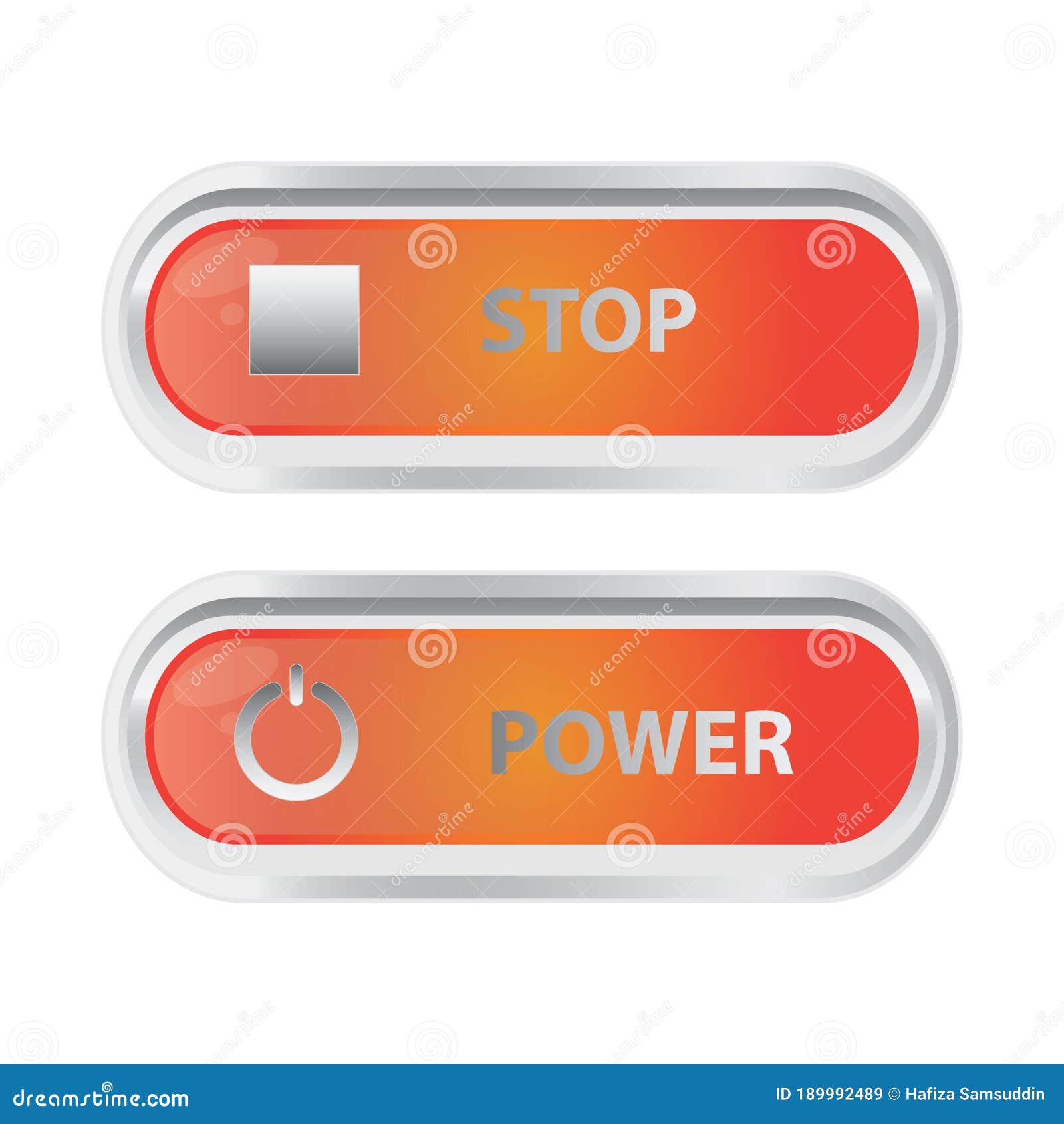 Stop and Power Buttons. Vector Illustration Decorative Design Stock ...