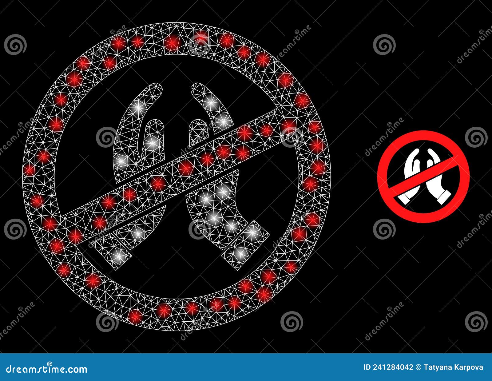 Stop Praying Hands Icon - Wire Frame Mesh with Glare Spots Stock Vector ...
