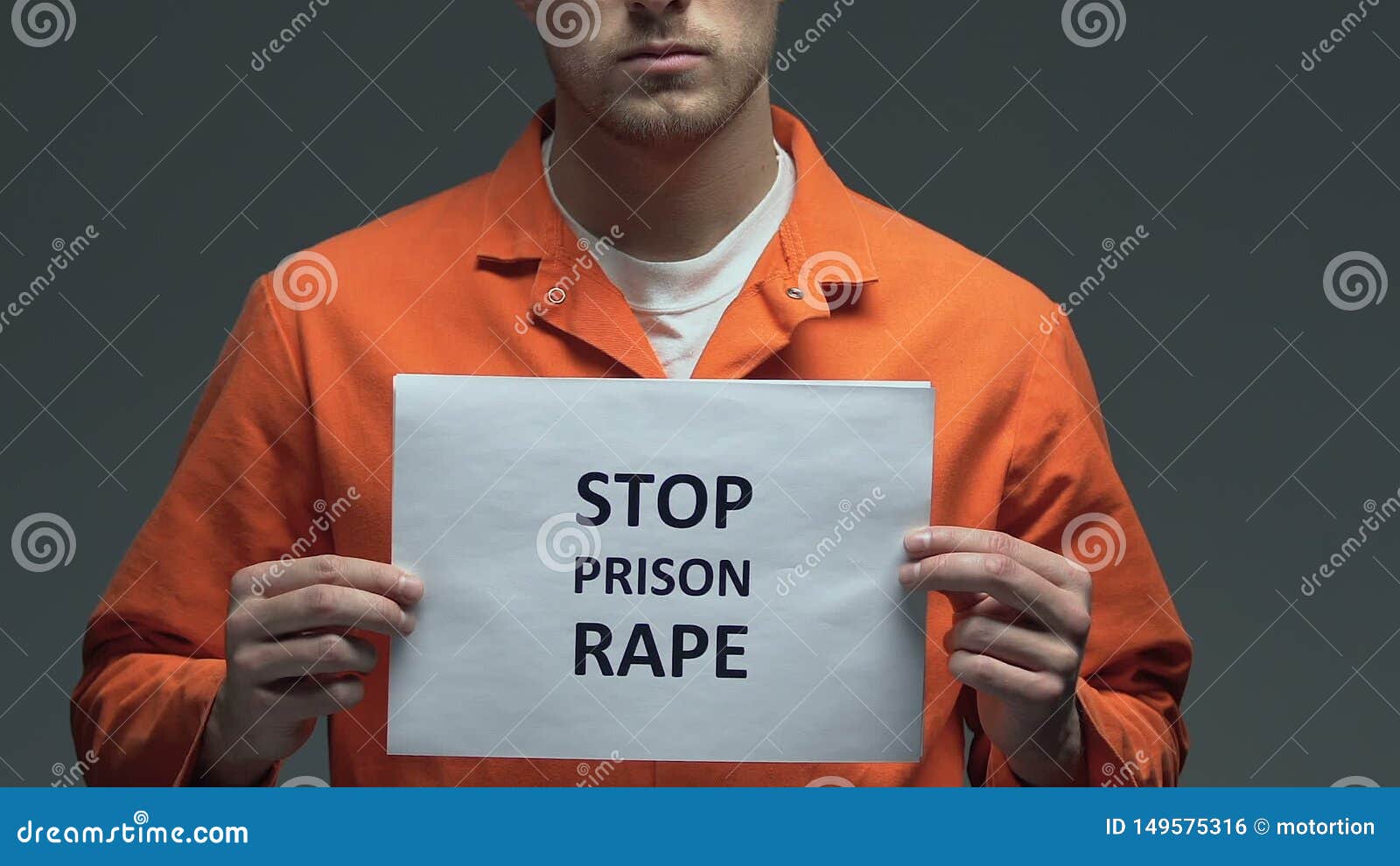 Stop Prison Phrase on Cardboard in Hands of Caucasian Prisoner ...