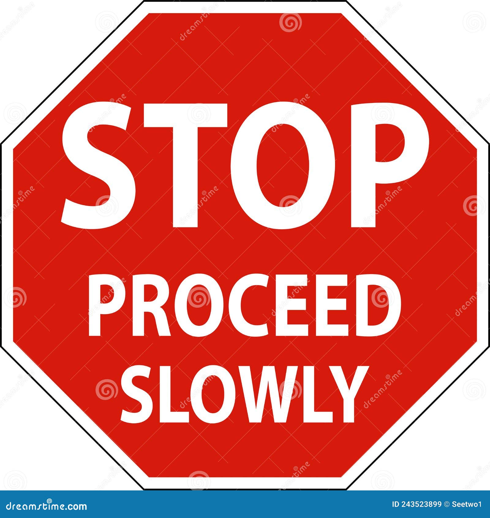 Slow Proceed With Caution Sign On White Background Cartoon Vector ...