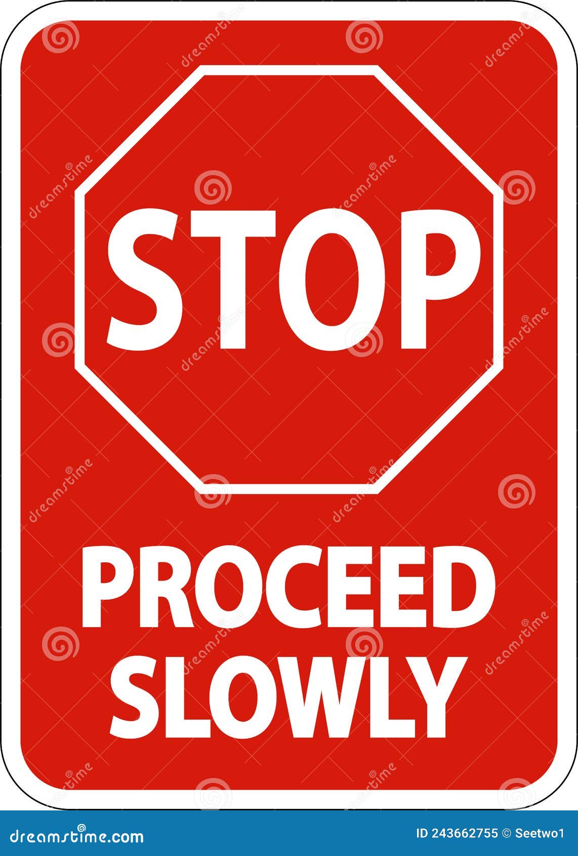 Slow Proceed With Caution Sign On White Background Cartoon Vector ...