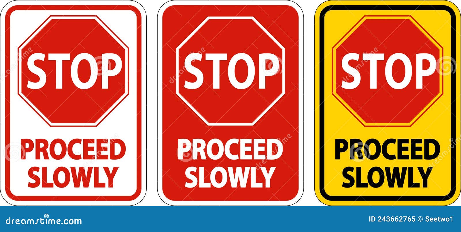 Stop Proceed Slowly Sign on White Background Stock Vector ...