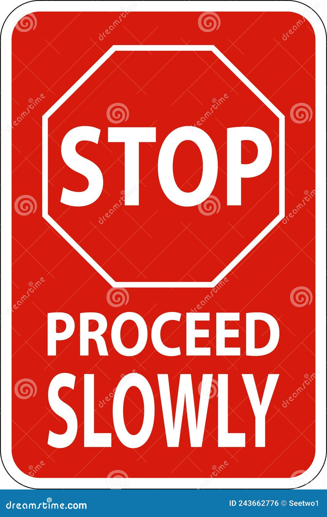 Stop Proceed Slowly Sign on White Background Stock Vector ...