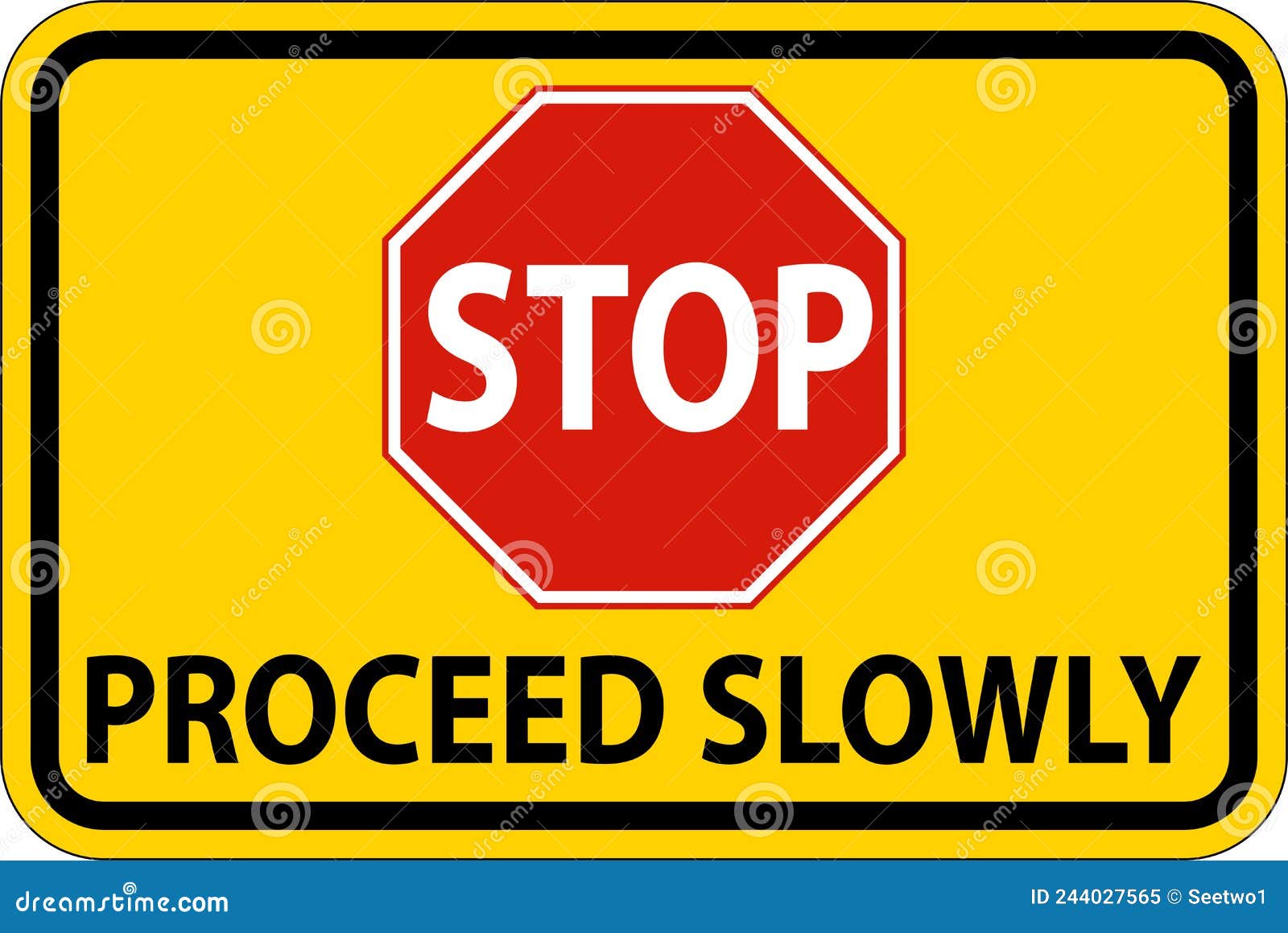 Stop Proceed Slowly Sign on White Background Stock Vector ...
