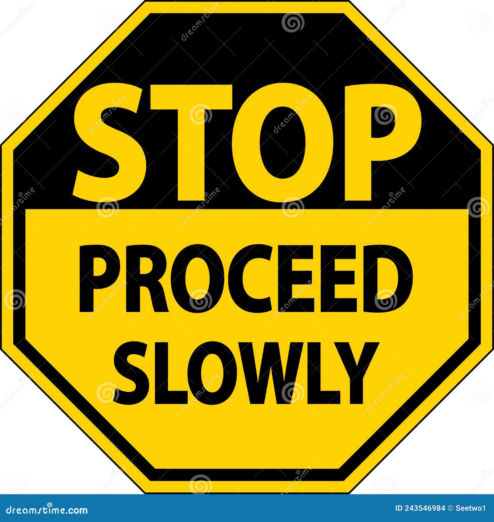 Stop Proceed Slowly Sign on White Background Stock Vector ...