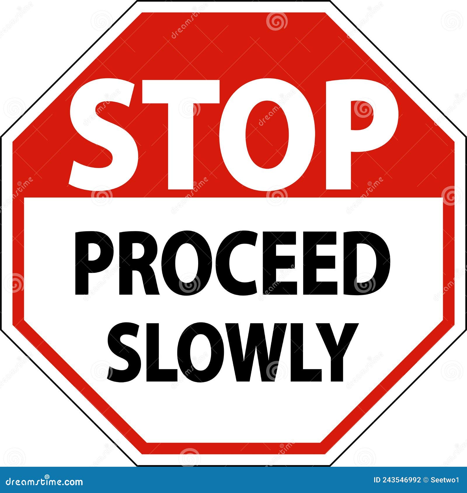 Stop Proceed Slowly Sign on White Background Stock Vector ...