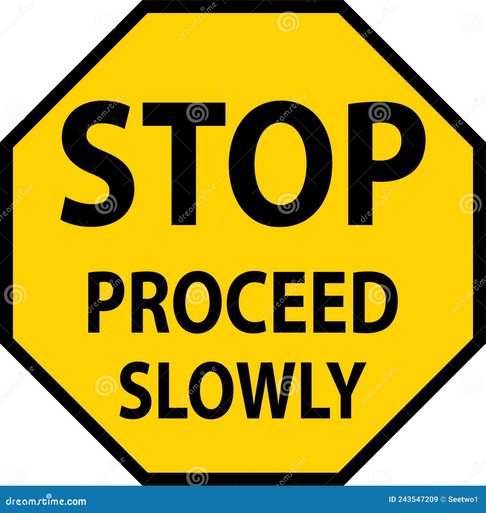 Stop Proceed Slowly Sign on White Background Stock Vector ...