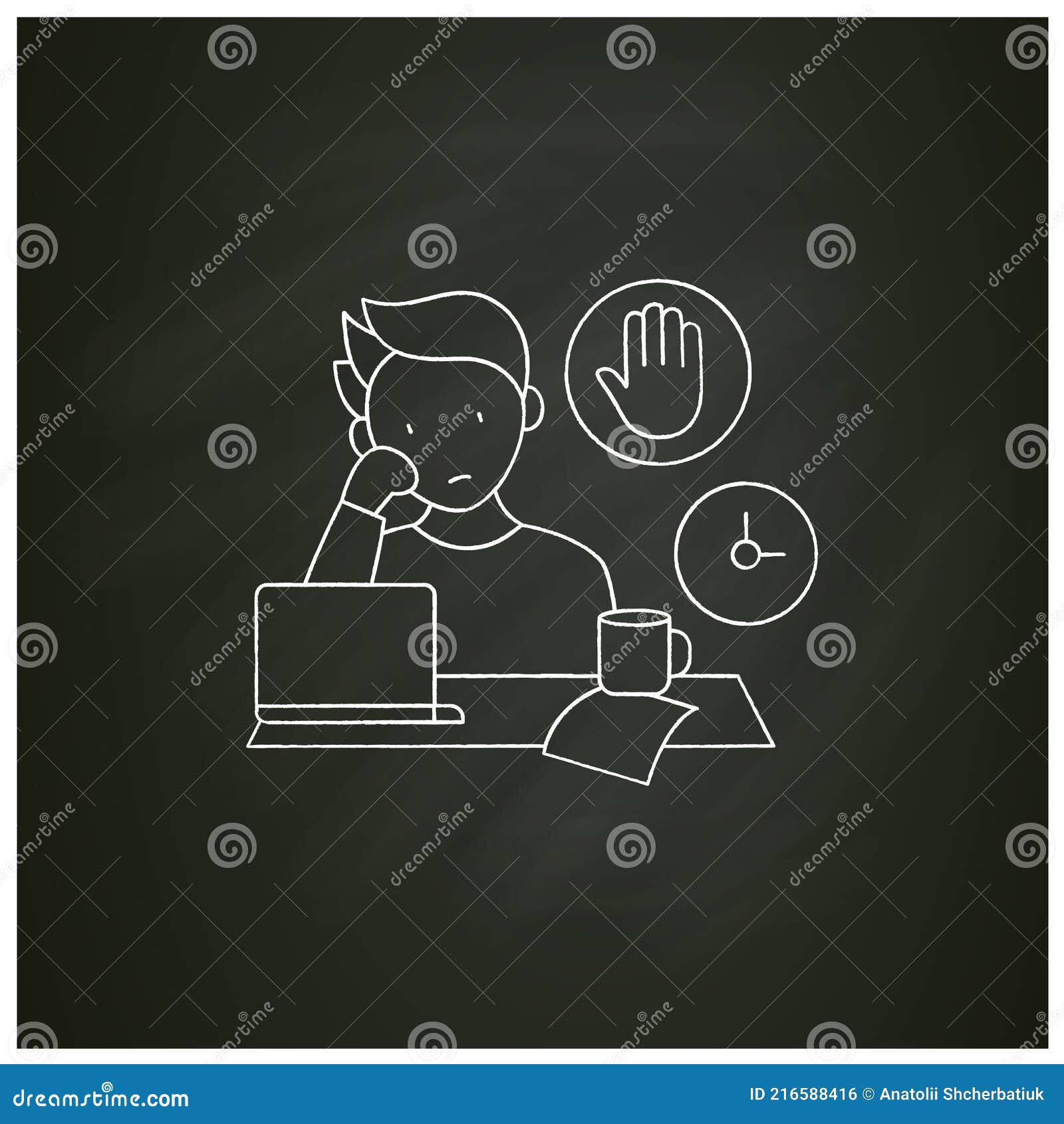Stop Procrastinating Chalk Icon Stock Vector - Illustration of sitting ...