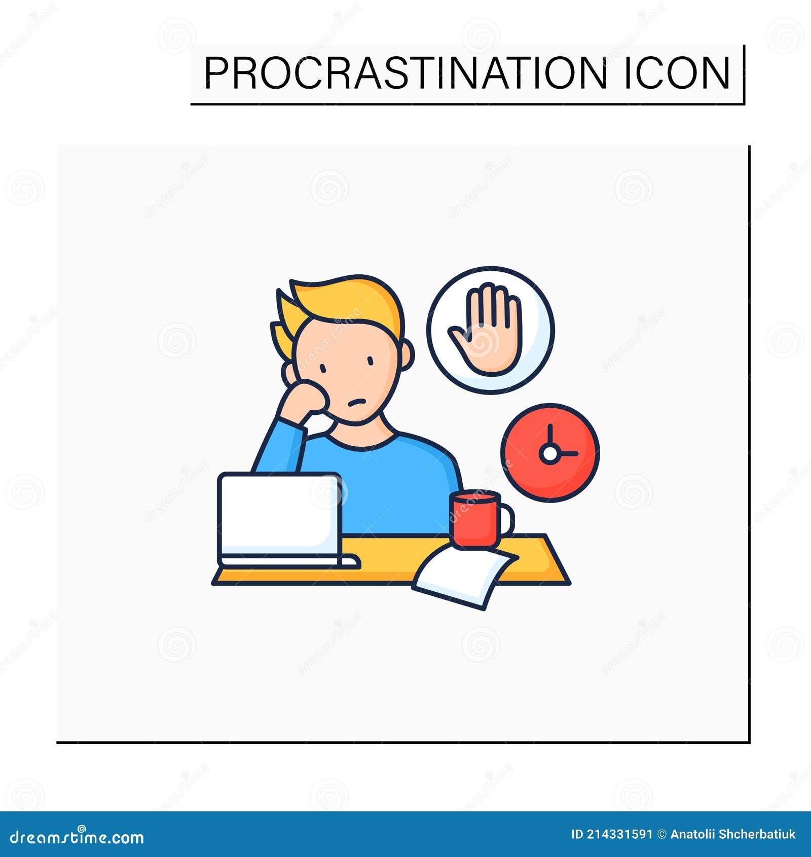 Stop Procrastinating Color Icon Stock Vector - Illustration of color ...