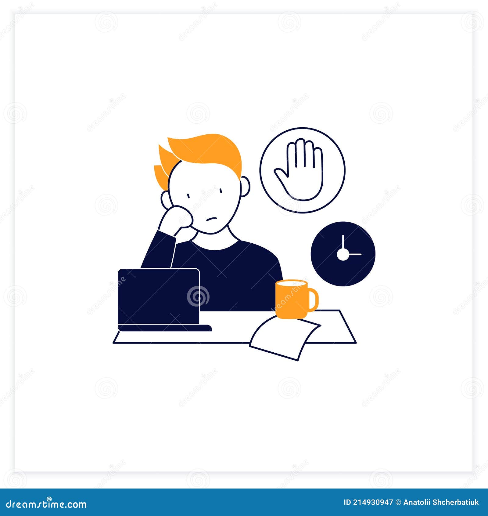 Stop Procrastinating Flat Icon Stock Vector - Illustration of career ...