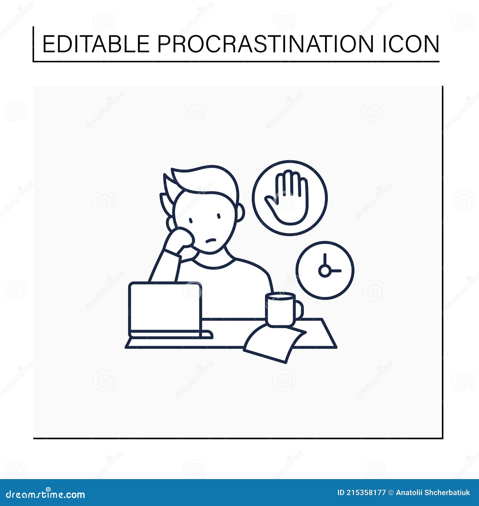 Stop Procrastinating Line Icon Stock Vector - Illustration of minimize ...