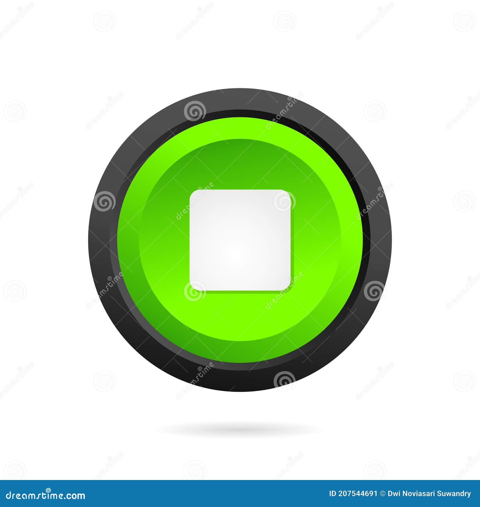 Green Stop Push Button Icon Vector Symbol Stock Vector - Illustration ...