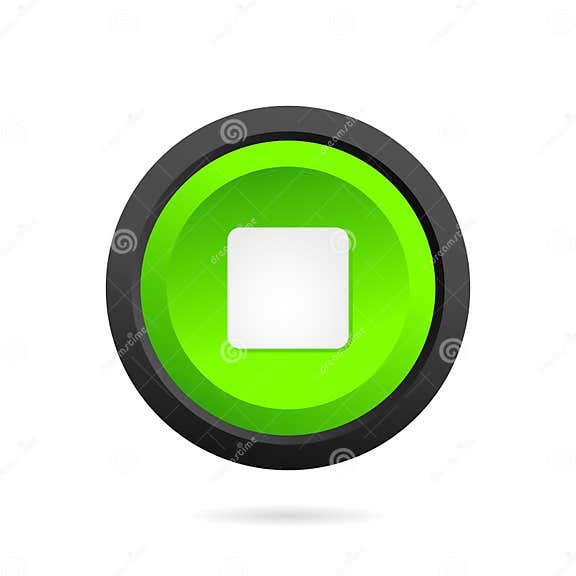 Green Stop Push Button Icon Vector Symbol Stock Vector - Illustration ...