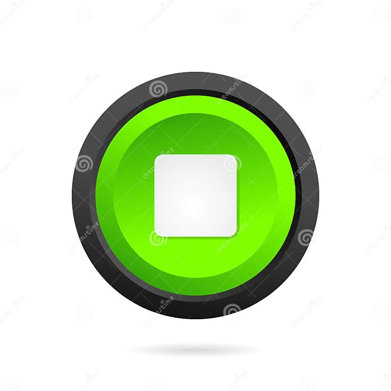 Green Stop Push Button Icon Vector Symbol Stock Vector - Illustration ...