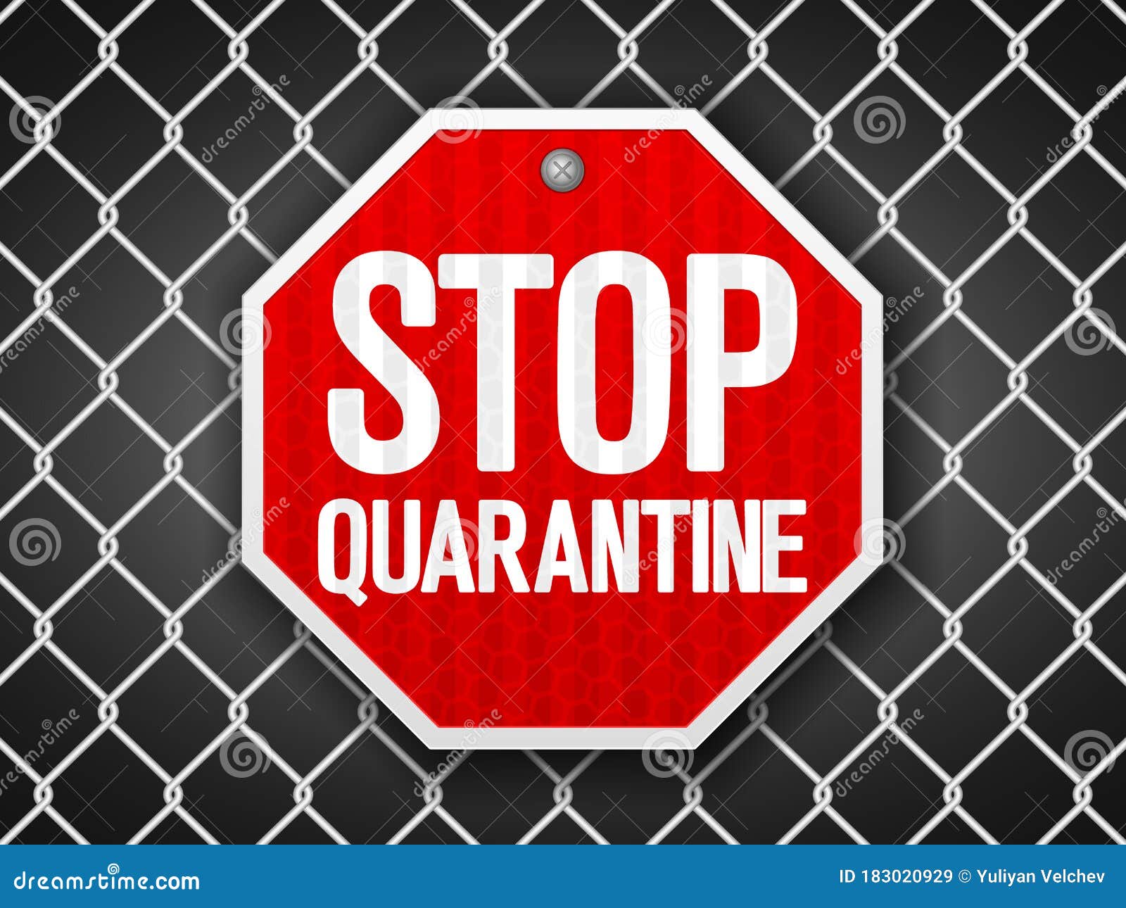 Red Quarantine Sign On Black Tape On Red Map Background Cartoon Vector ...