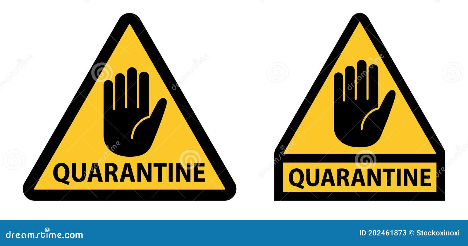 Stop Quarantine Warning Sign Triangular Yellow Black Stock Vector ...
