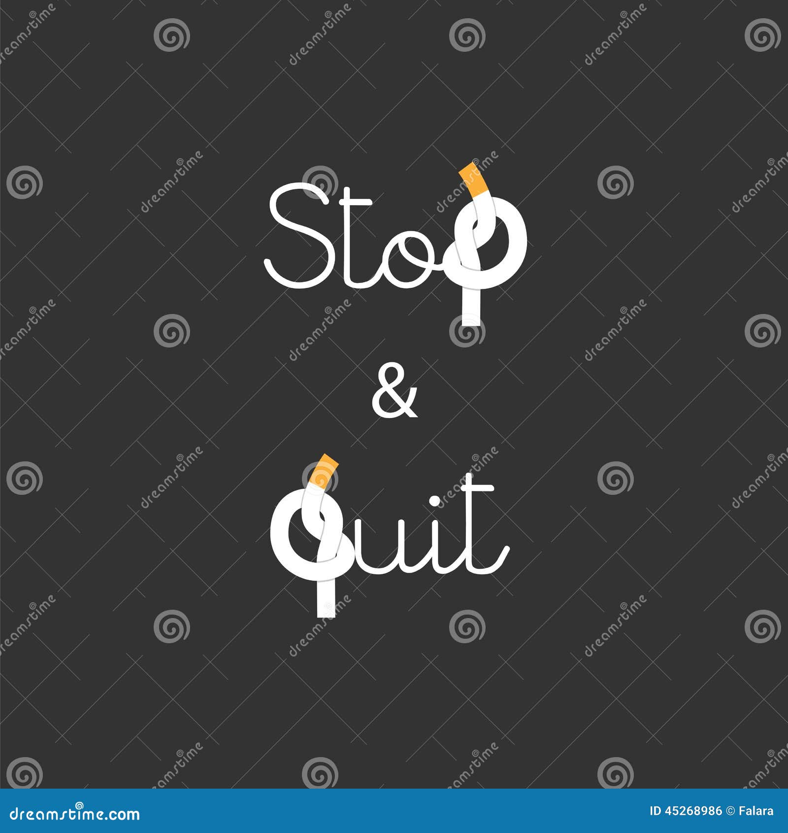 Stop And Quit Smoking Concept Lettering Vector Illustration ...