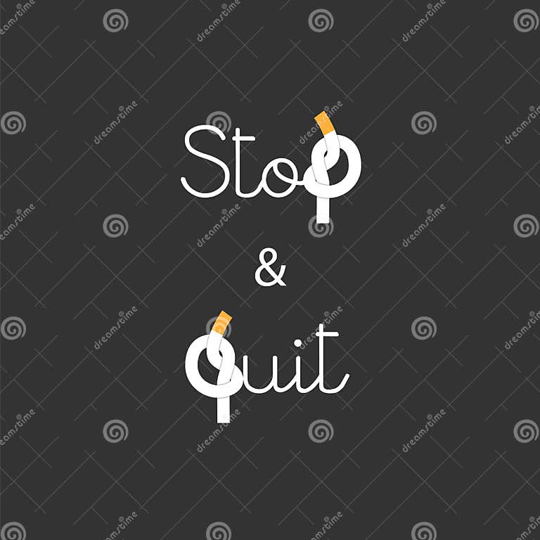 Stop and Quit Smoking Concept Lettering Stock Vector - Illustration of ...