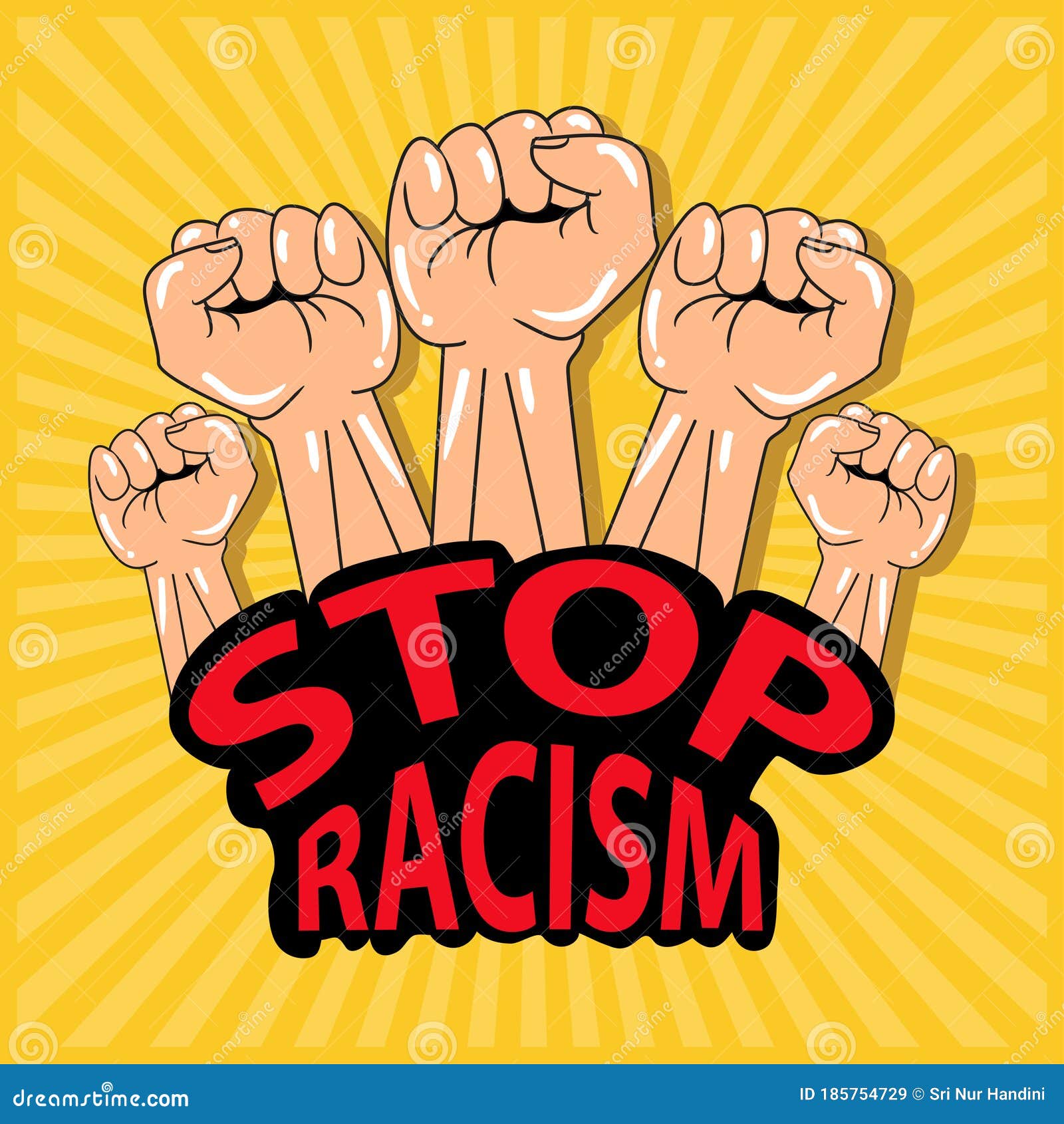 Stop Racism Concept, Fist Hand Stock Vector - Illustration of finger ...