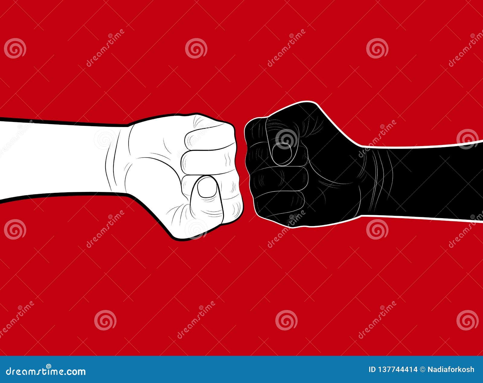 Stop Racism Concept, Two Hands Black and White on the Red Background ...