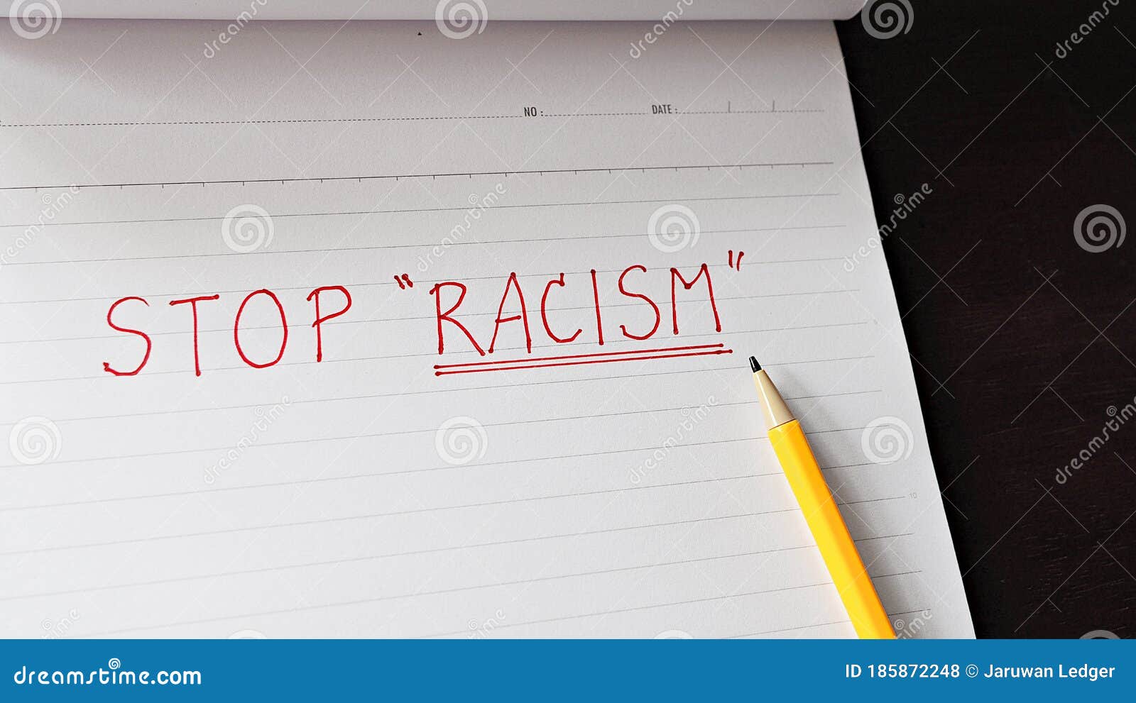 Stop Racism, Text Message with Pencil. Stock Photo - Image of colored ...