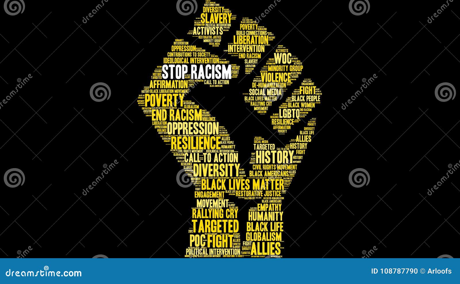 Stop Racism. Black Lives Matter, We Are Equal. No Racism Concept. Flat ...