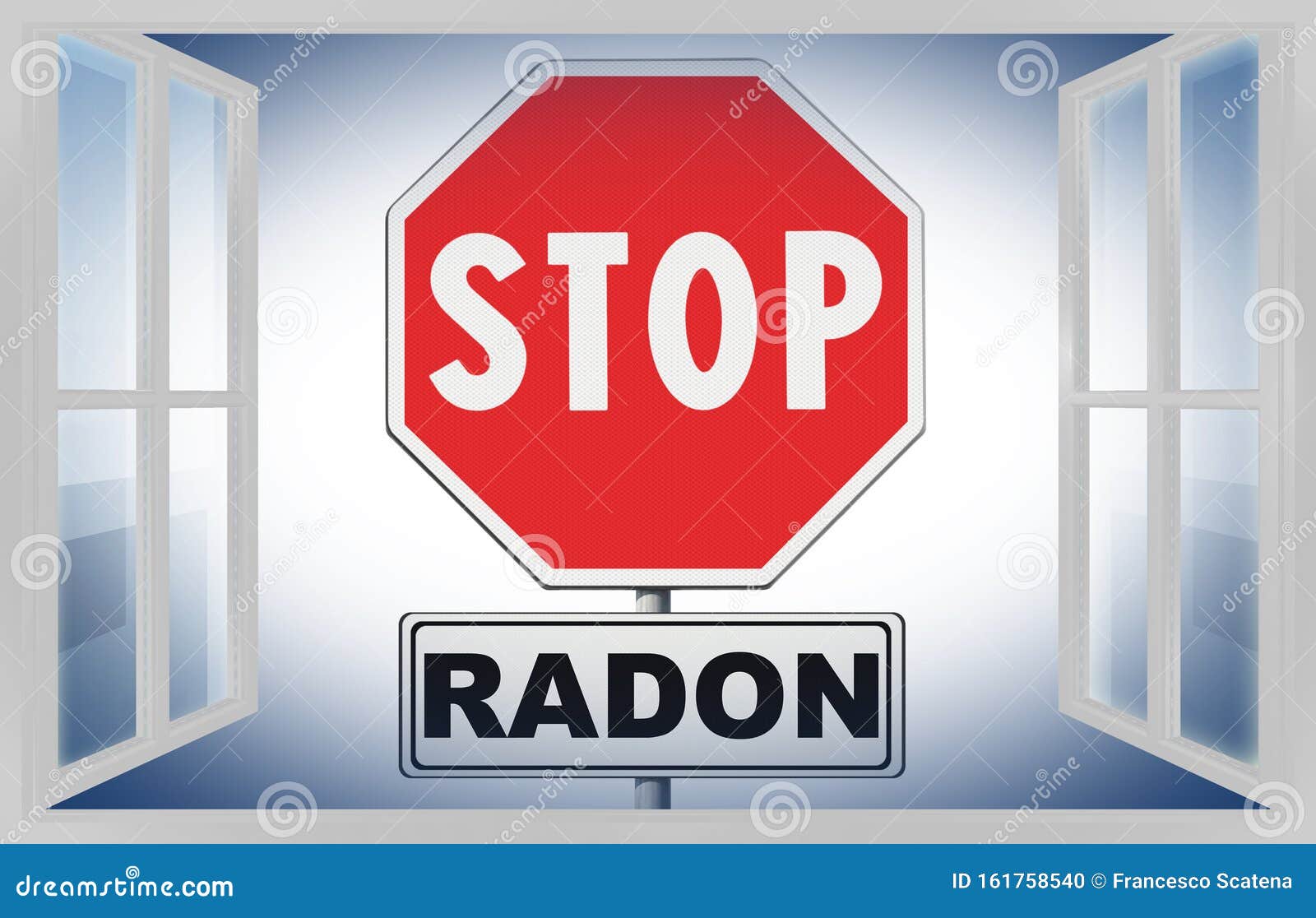 Stop Radon - Concept Image with Road Sign on White Background Seen ...