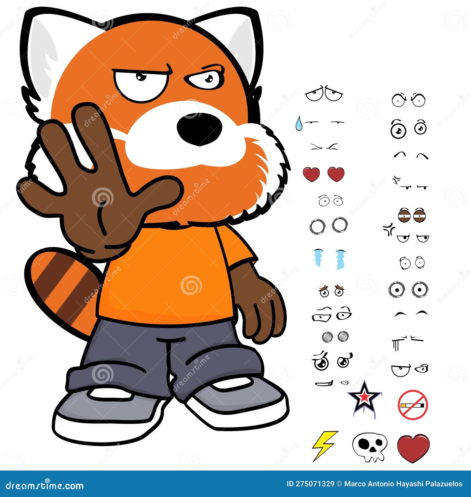 Stop Red Panda Kid Character Cartoon Clothing, Expressions Pack Stock ...