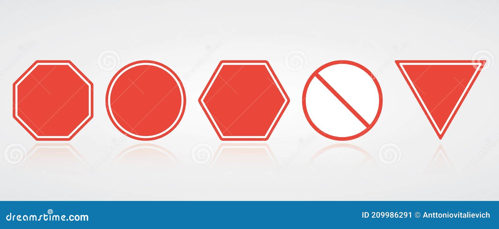 Stop Red Sign. Blank Forbidden Icon Set. Various Shape of Ban Road Sign ...