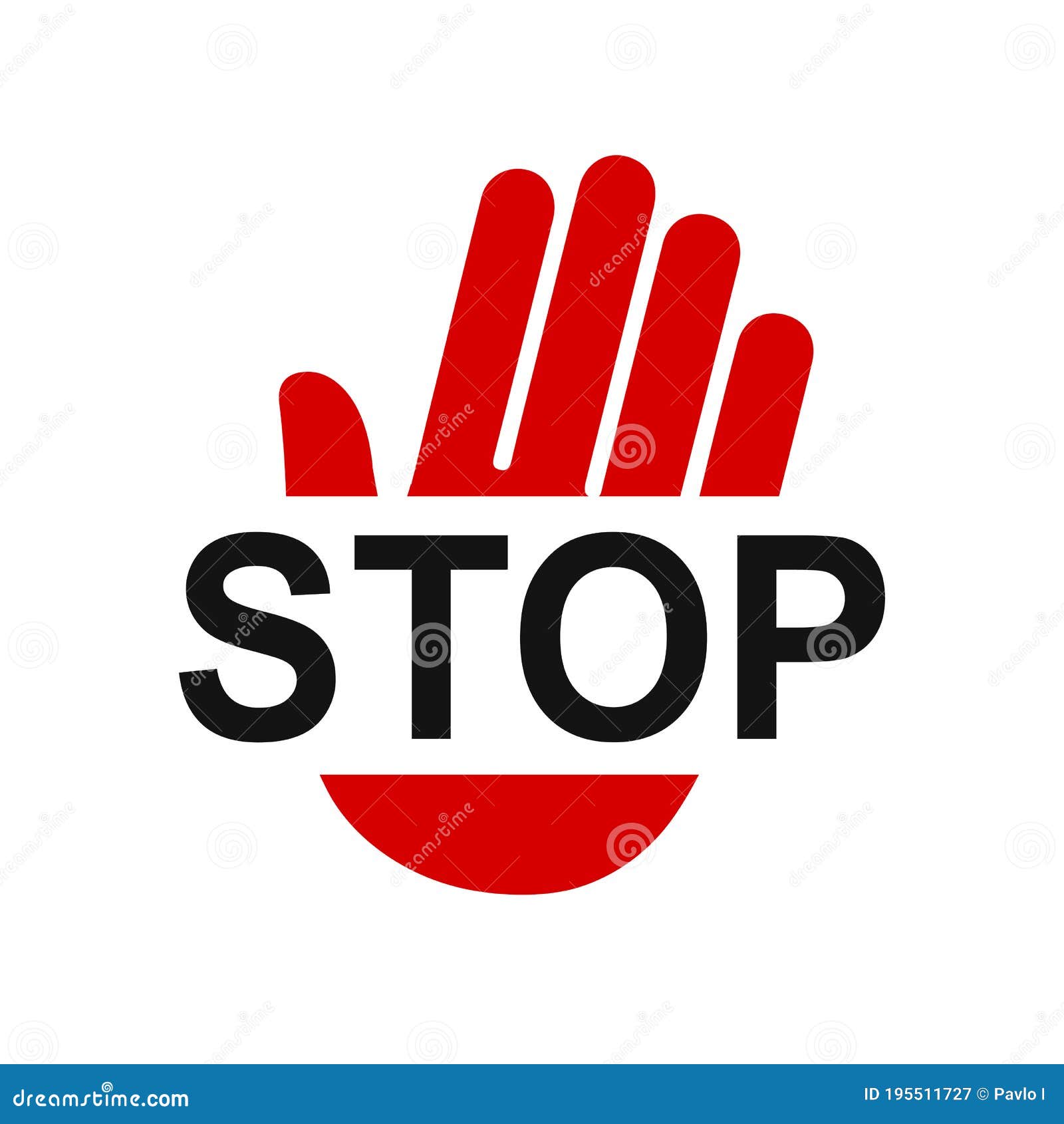 Stop Red Sign Icon with White Hand - Vector Stock Vector - Illustration ...
