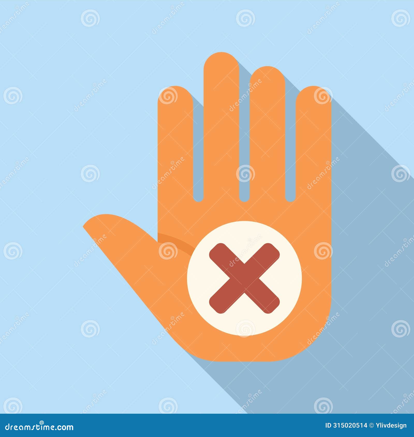 Stop Rejected Palm Icon Flat Vector. Check Notice Stock Illustration ...