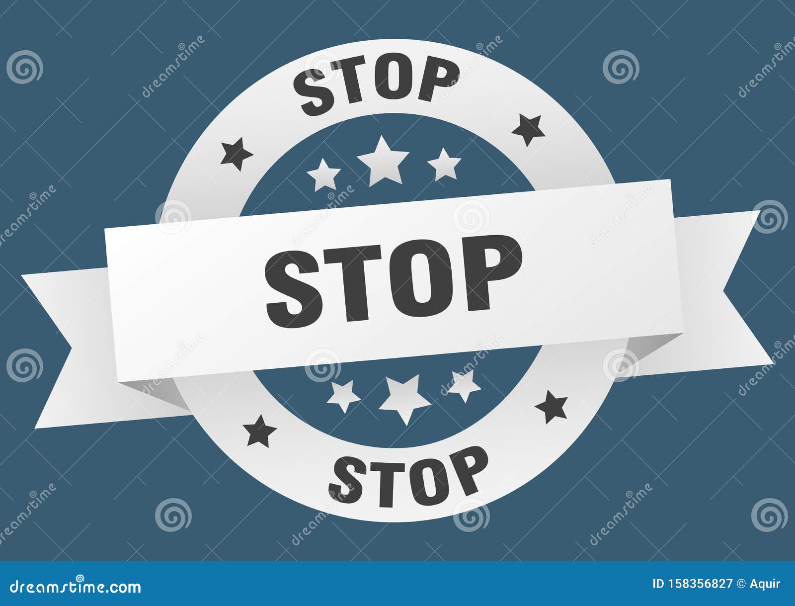 Stop ribbon sign stock vector. Illustration of grey - 158356827
