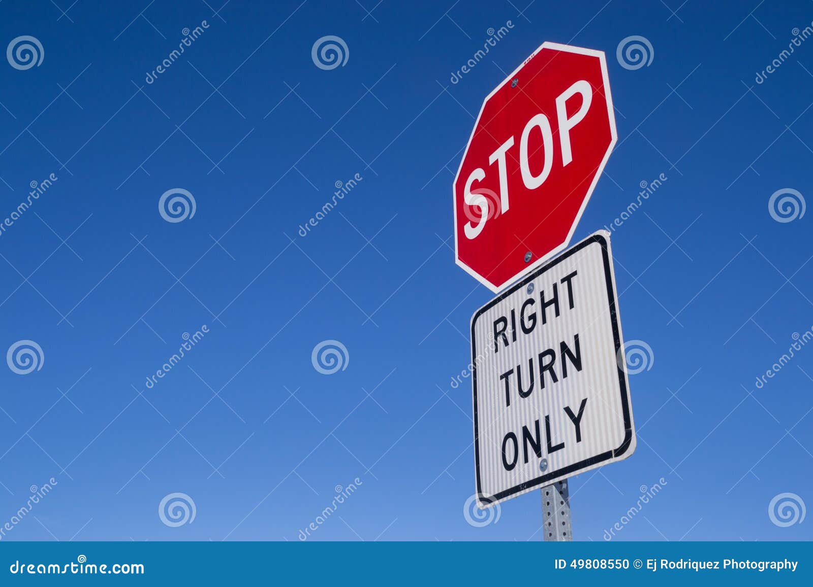 Stop, right turn only. stock photo. Image of direction - 49808550