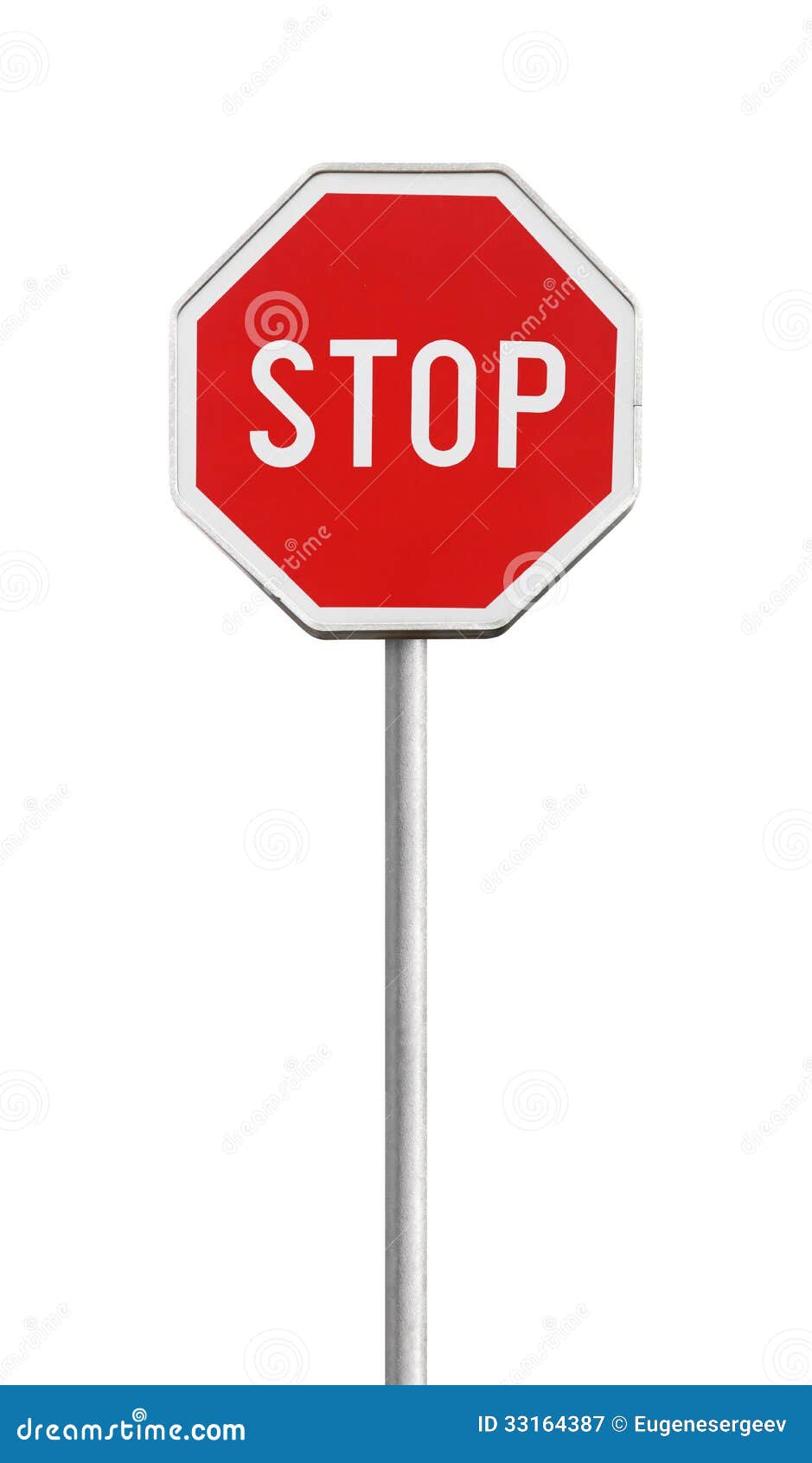 Stop Road Sign on Metal Pole Isolated Stock Image - Image of post ...