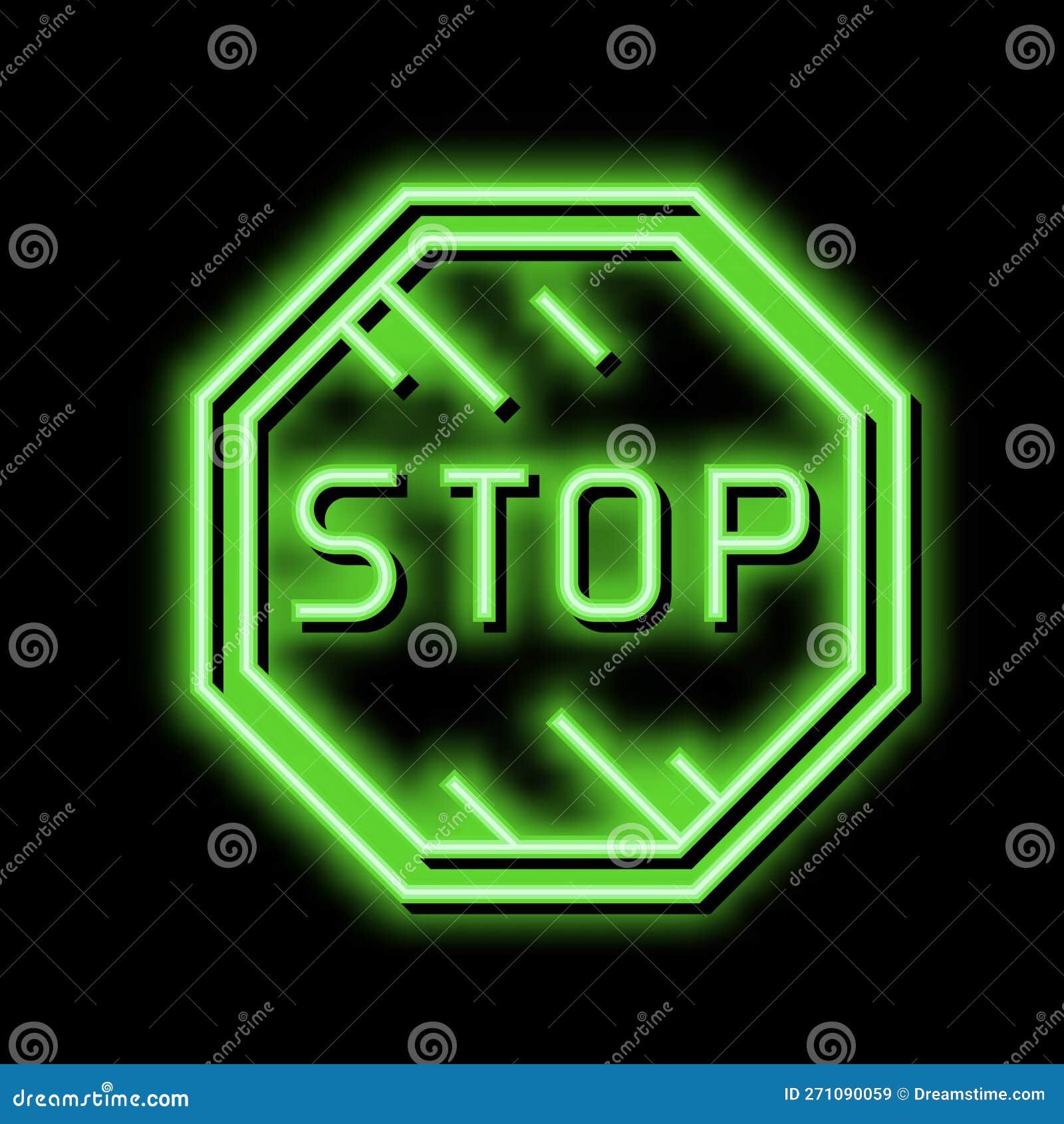 Stop Road Sign Neon Glow Icon Illustration Stock Vector - Illustration ...