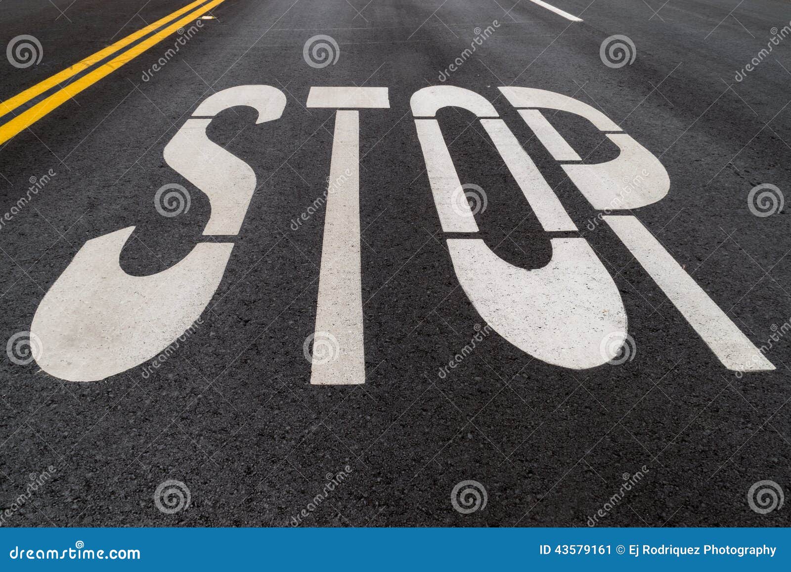The stop road sign. stock image. Image of asphalt, yellow - 43579161