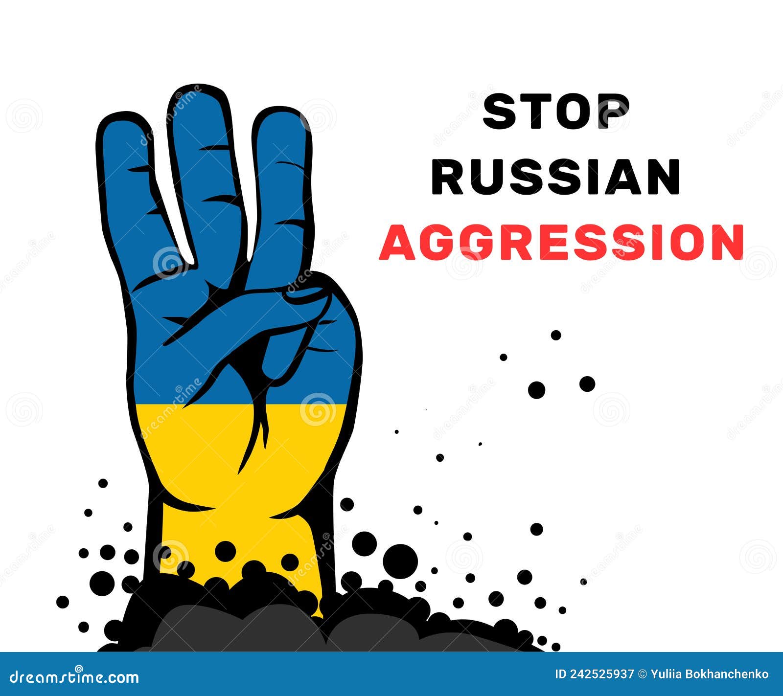 Stop Russian Aggression Poster Separate On A White Background Vector