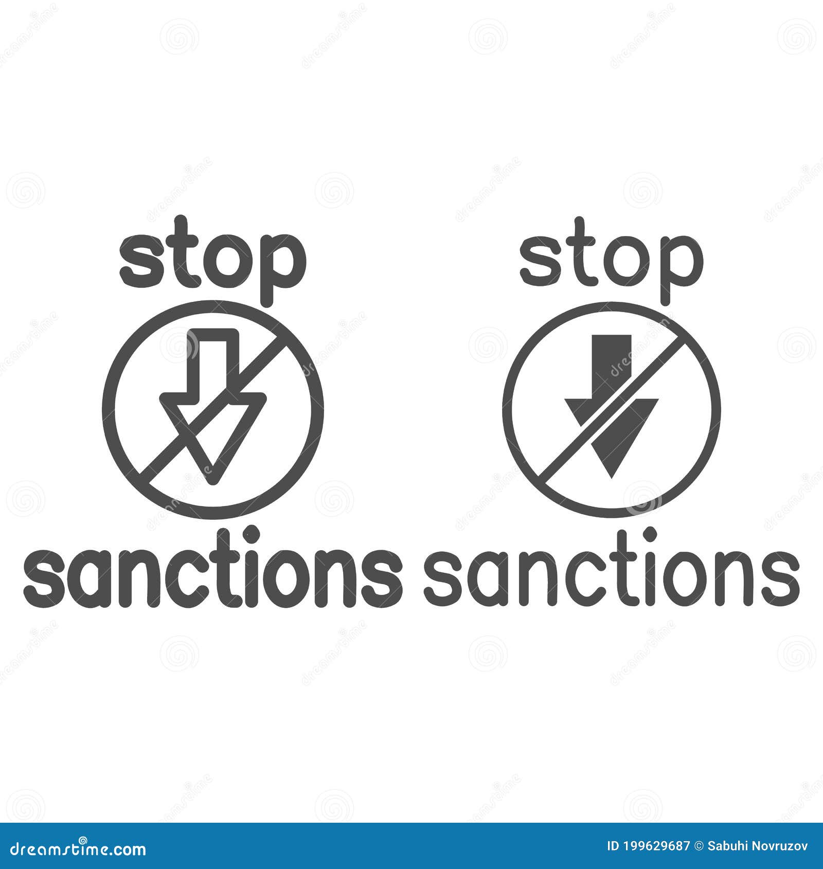 Stop Sanctions Sign Line and Solid Icon, Economic Sanctions Concept ...
