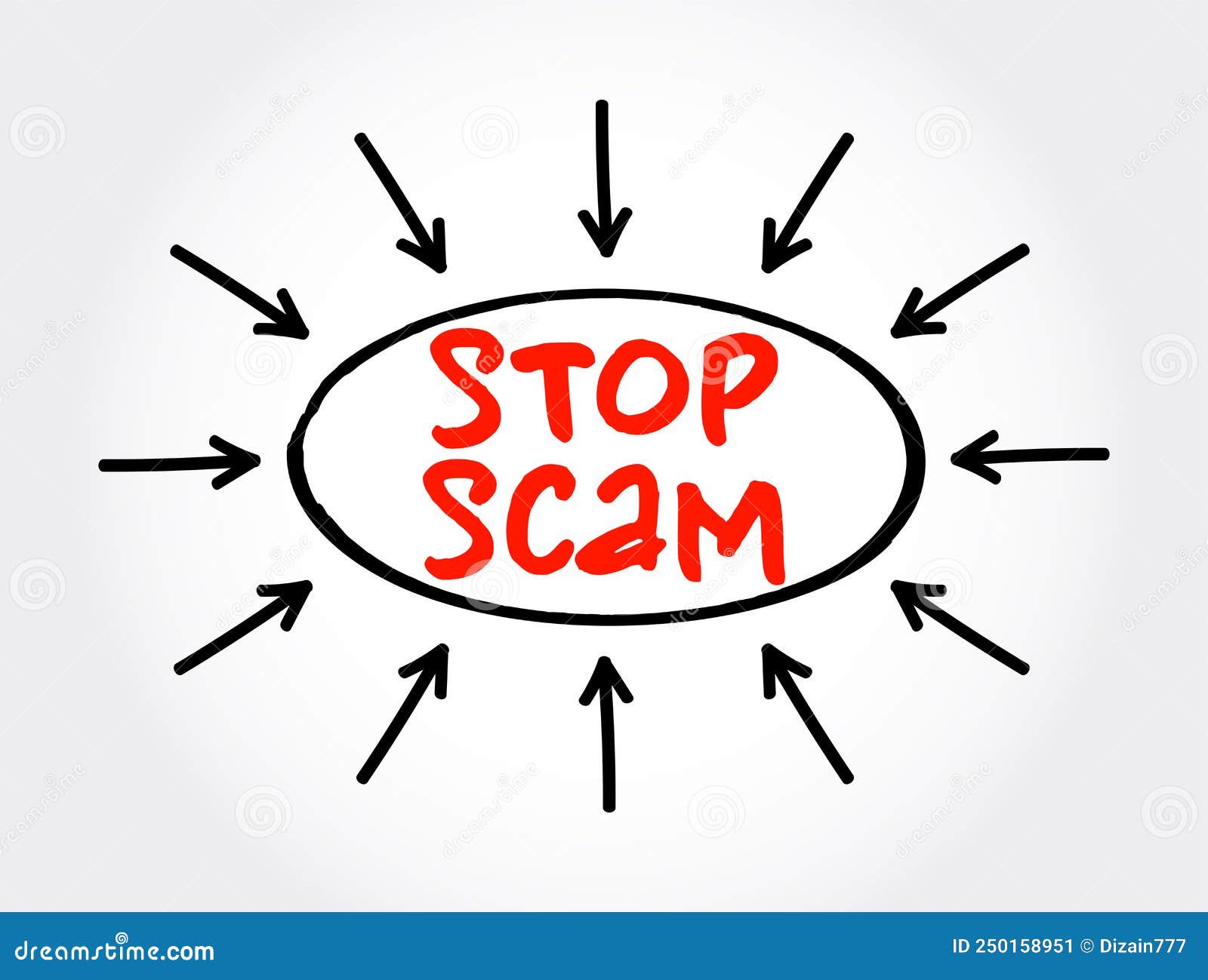 Stop Scam Text with Arrows, Concept for Presentations and Reports Stock ...