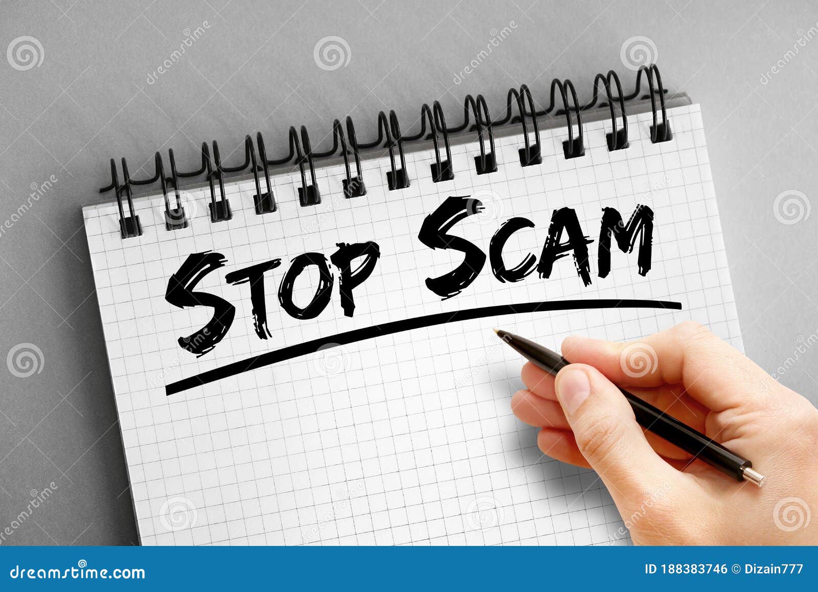 Stop Scam Text, Concept Background Stock Photo - Image of notepad ...
