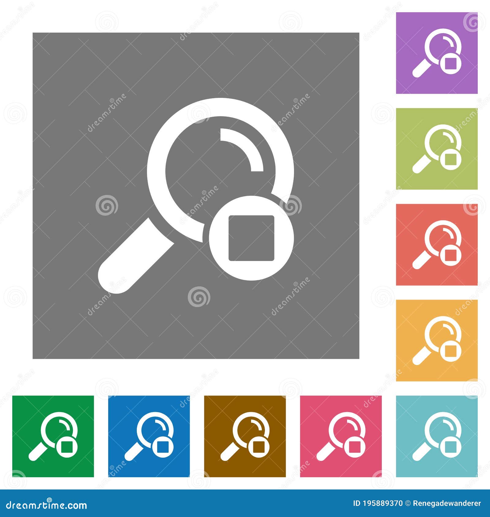 Stop Search Square Flat Icons Stock Vector - Illustration of rectangle ...