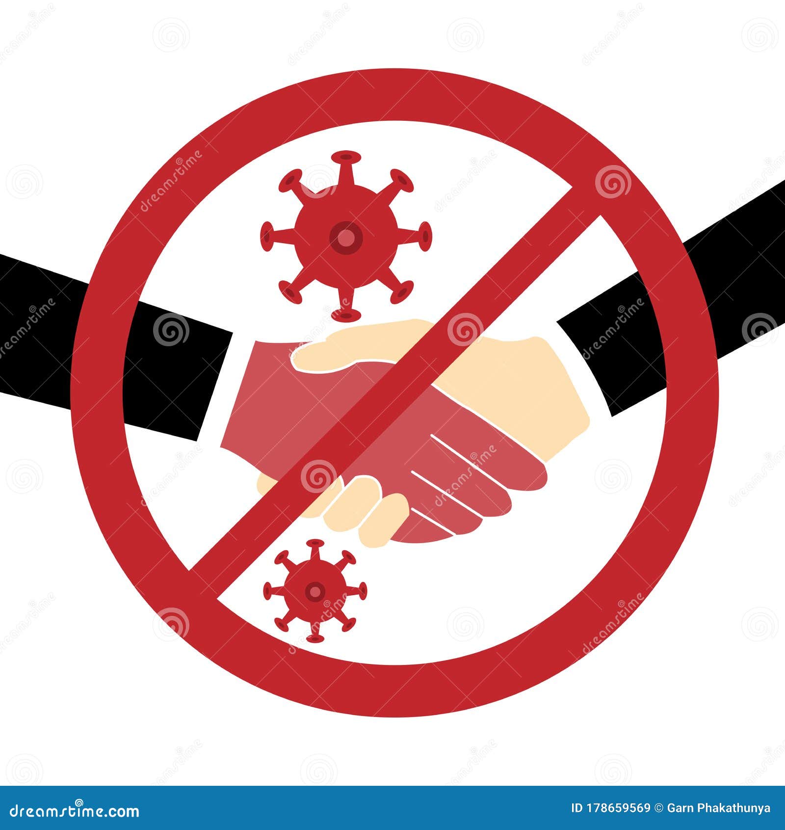 Stop Shake Hands, Covid-19 Coronavirus Prevention. Handshake Under ...