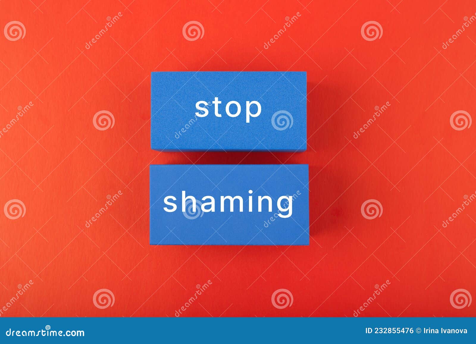 Stop Shaming Minimal Concept. Minimal Flat Lay with Text on Blue ...