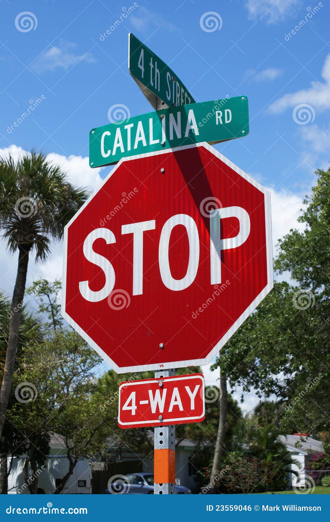 Stop Sign at 4-way Junction Stock Photo - Image of signage, warning ...