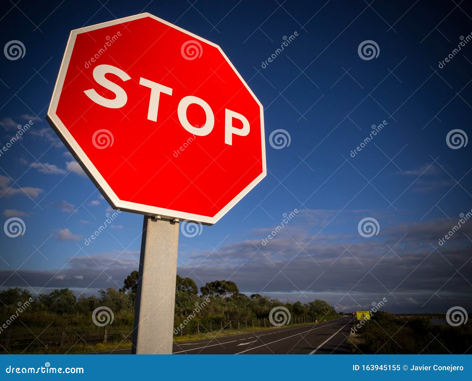 Stop Sign Against Blue Sky and Clouds Stock Image - Image of danger ...
